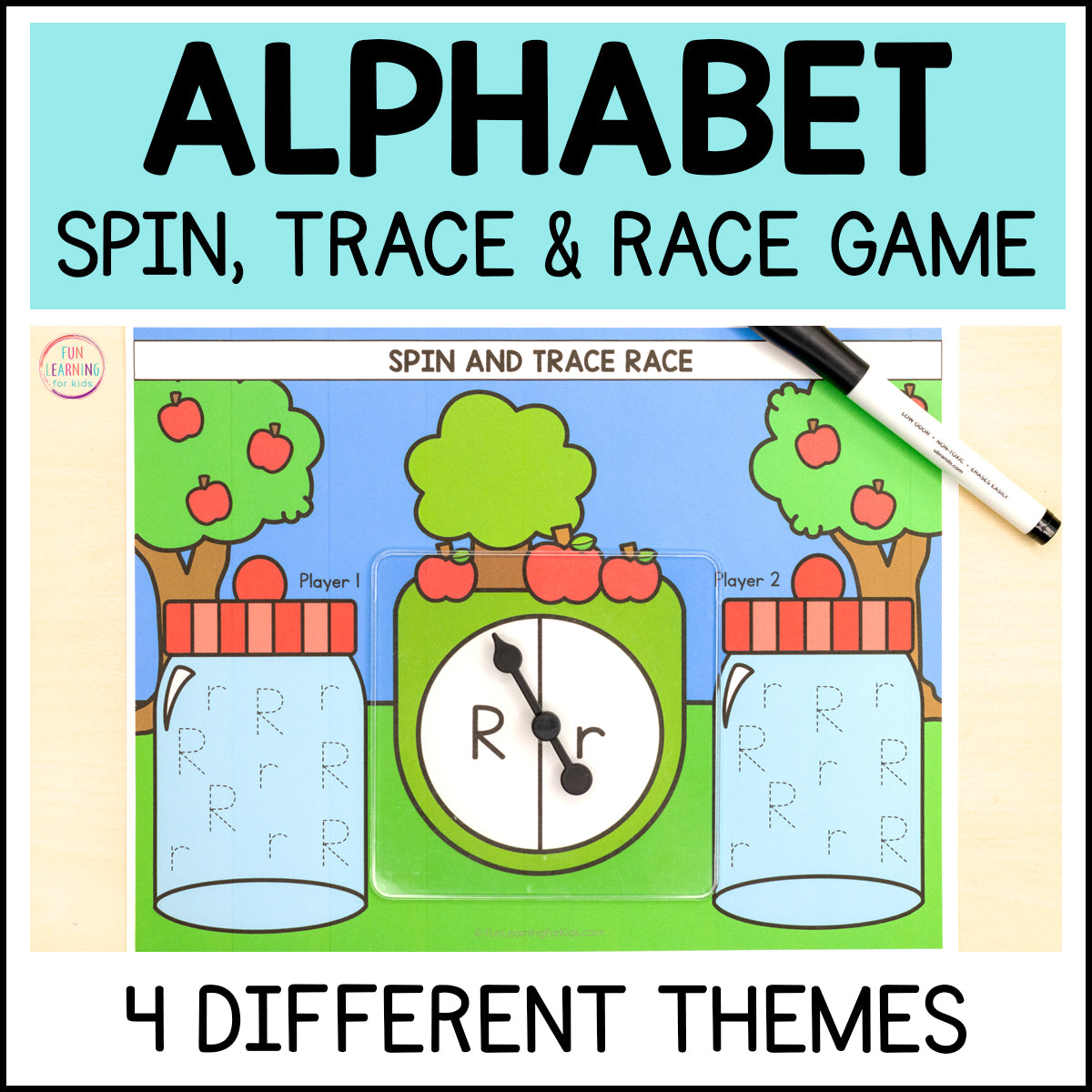 Alphabet Letter Spin and Trace Race Board Game – Fun Learning for Kids ...