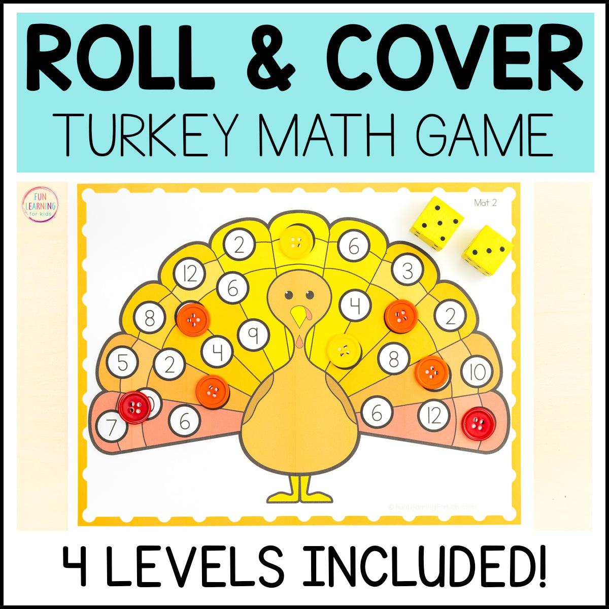 Turkey Roll and Cover the Number Activity - Thanksgiving Math Game Num ...