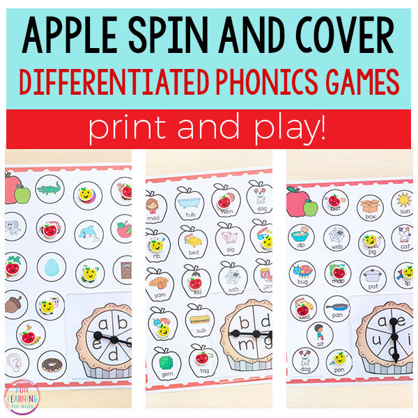 Differentiated Apple Spin and Cover Literacy Activities – Fun Learning ...