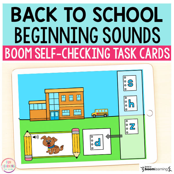 Back to School Beginning Sounds Match-Up Boom Cards™ | Digital Task Ca ...