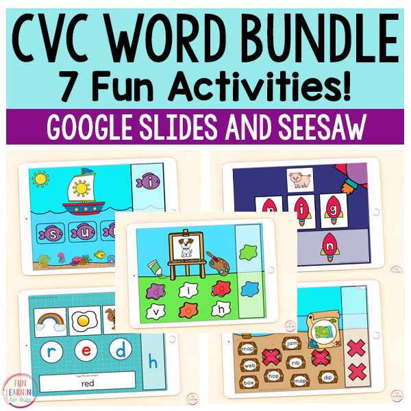 CVC Words Bundle | 7 Activities | Google Slides and Seesaw – Fun ...