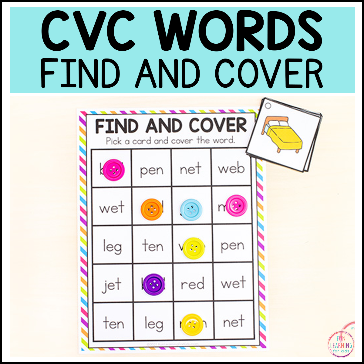 CVC Words Find and Cover Reading Activity – Fun Learning for Kids® Shop