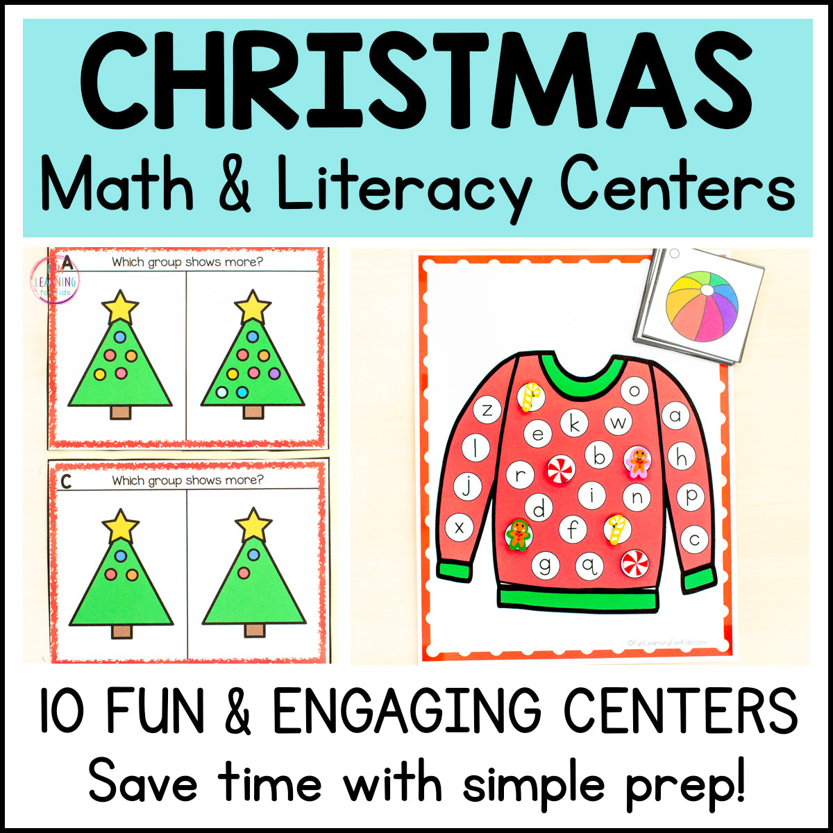 Christmas Math and Literacy Centers for Preschool, Pre-K & Kindergarte ...