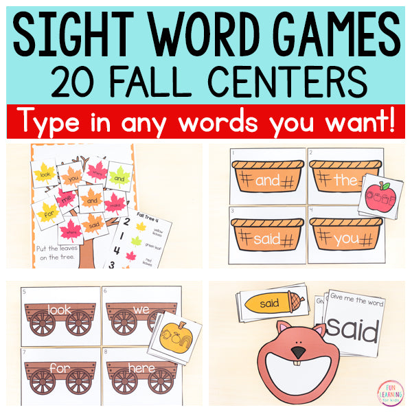 Fall Editable Sight Word Games – Fun Learning for Kids® Shop