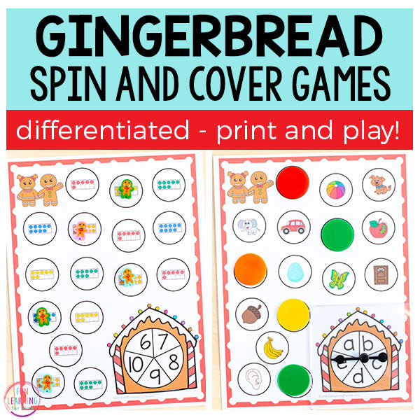 Differentiated Gingerbread Spin and Cover Math and Literacy Activities ...