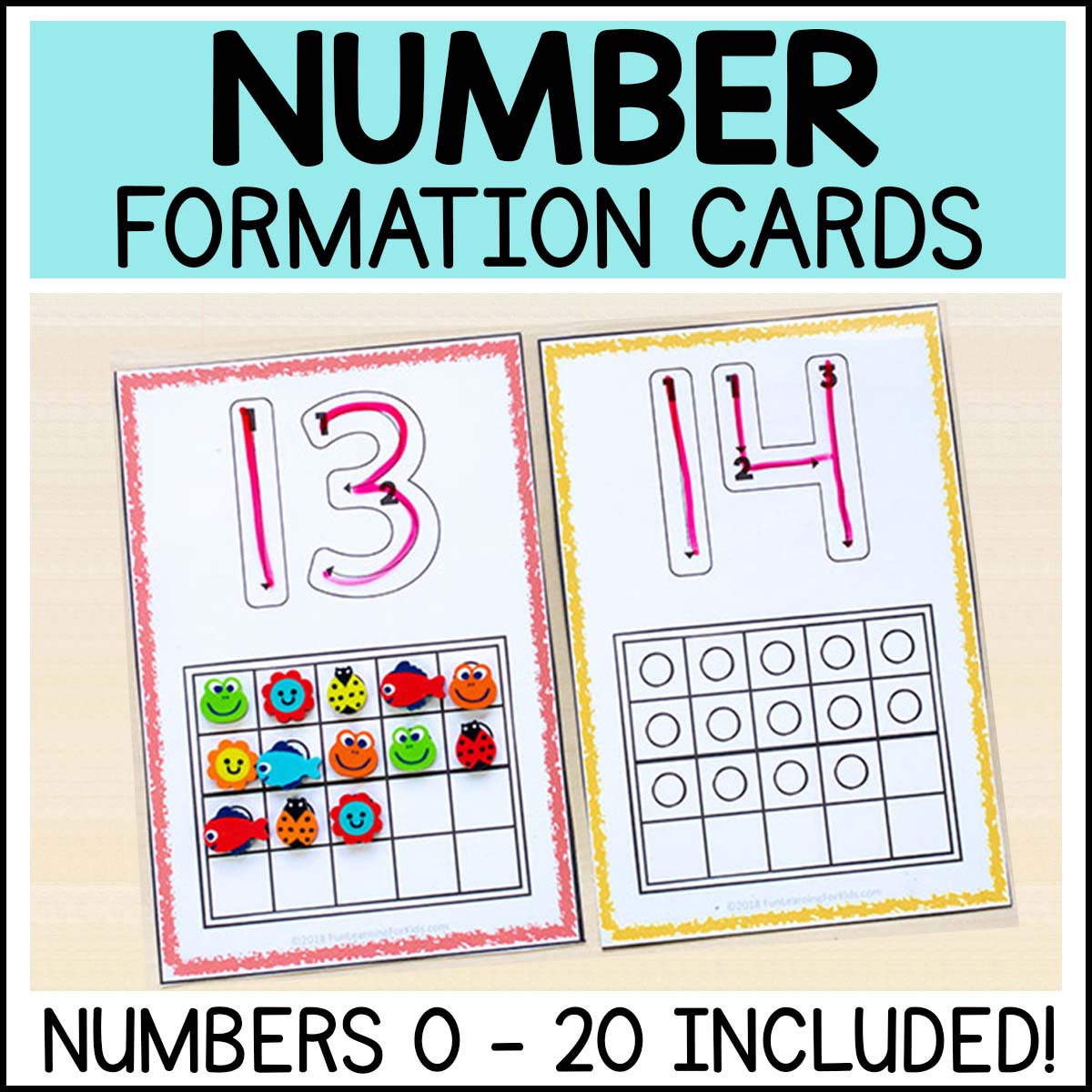 Number Formation Counting Cards 0 - 20 for Number Sense and Math Cente ...