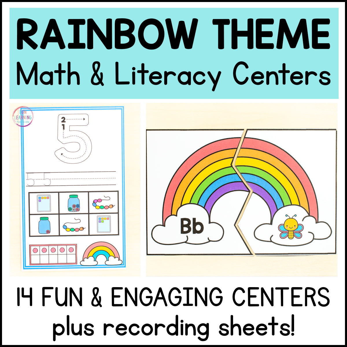 Rainbow Theme Math & Literacy Centers for Preschool, Pre-K & Kindergar ...
