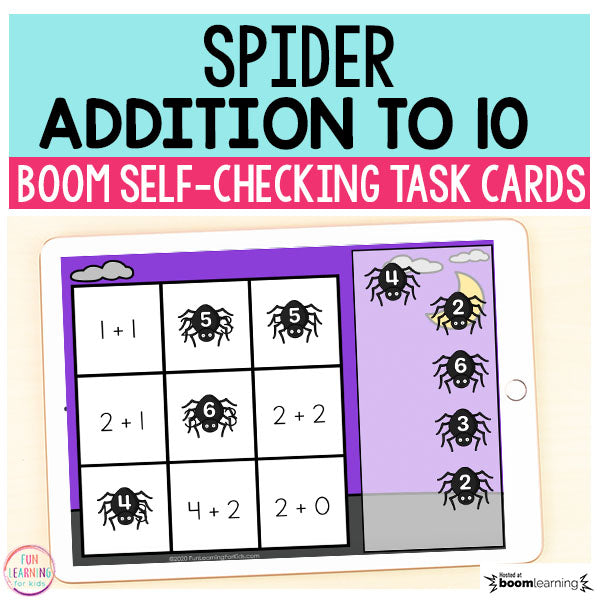 Spider Addition to 10 Boom Cards™ | Digital Task Cards – Fun Learning ...