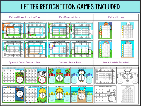 Alphabet Board Games - No Prep Letter Recognition and Sounds Phonics G ...