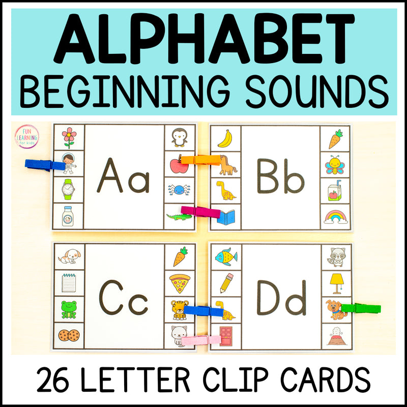 Alphabet Beginning Sounds Clip Cards – Fun Learning for Kids® Shop