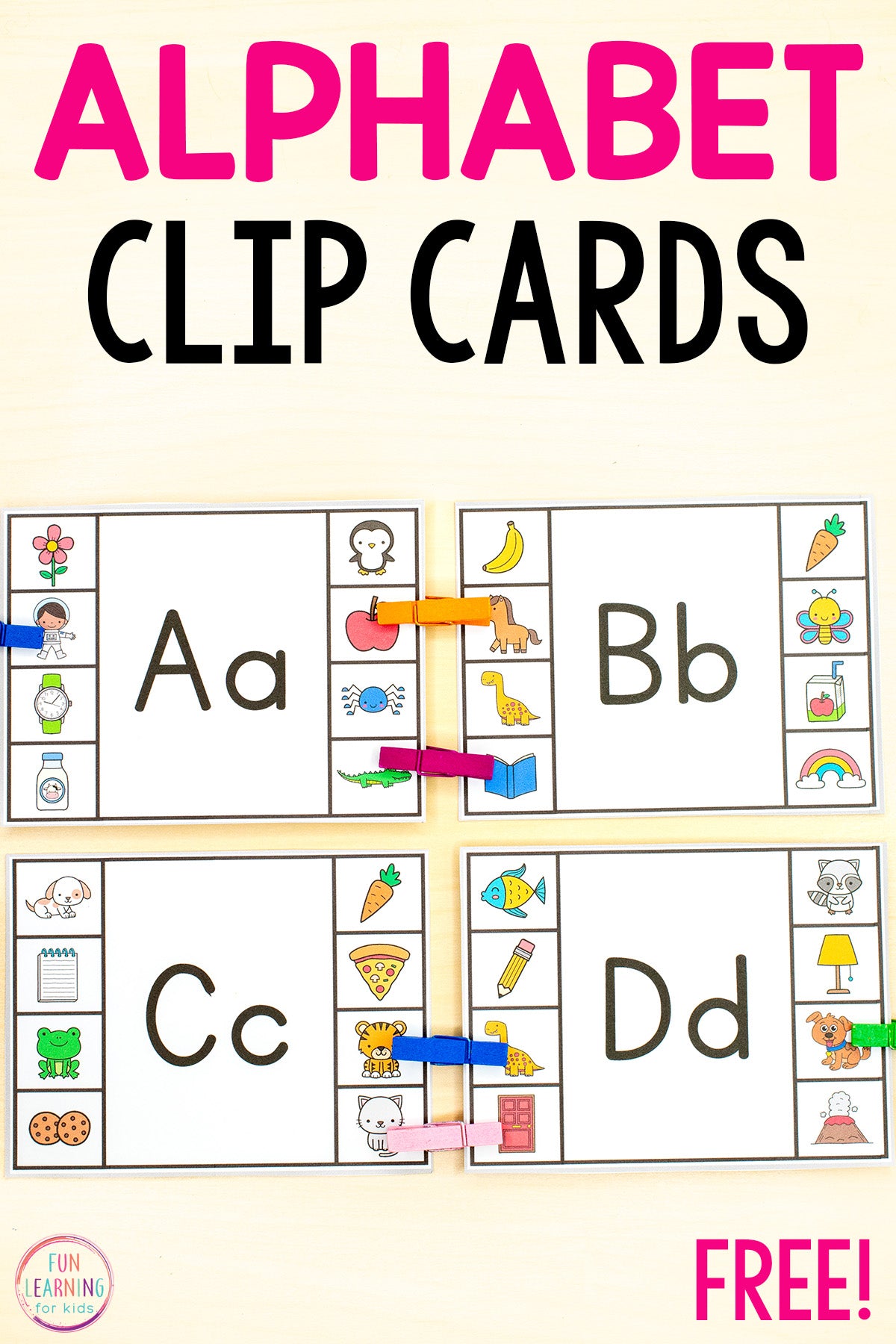 Alphabet Beginning Sounds Clip Cards – Fun Learning for Kids® Shop