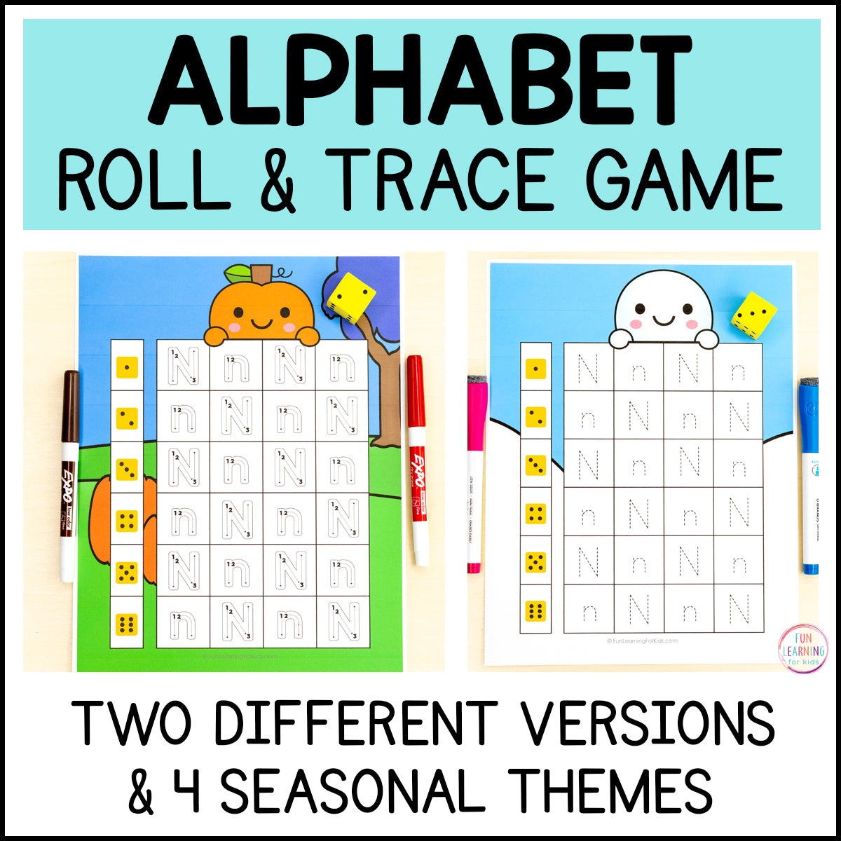 Alphabet Letter Recognition Roll and Trace Game – Fun Learning for Kids ...