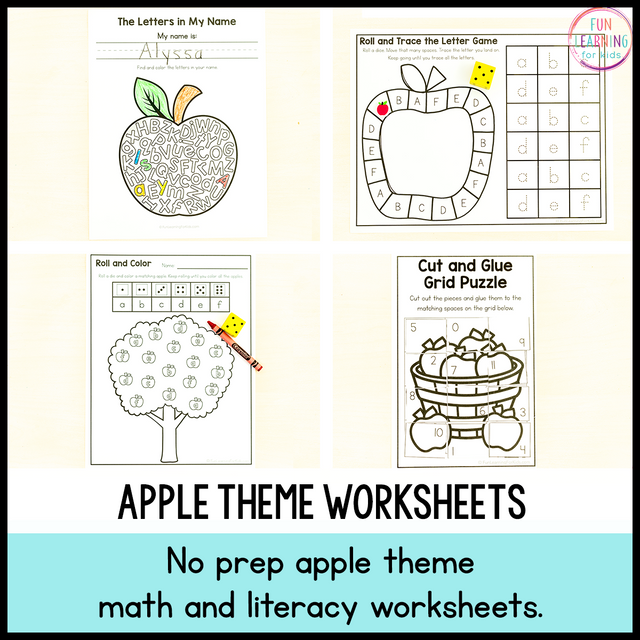September Apple Theme Worksheets - No Prep Math & Literacy Worksheets ...