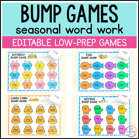 Editable Word Work - Seasonal Bump Games – Fun Learning for Kids® Shop