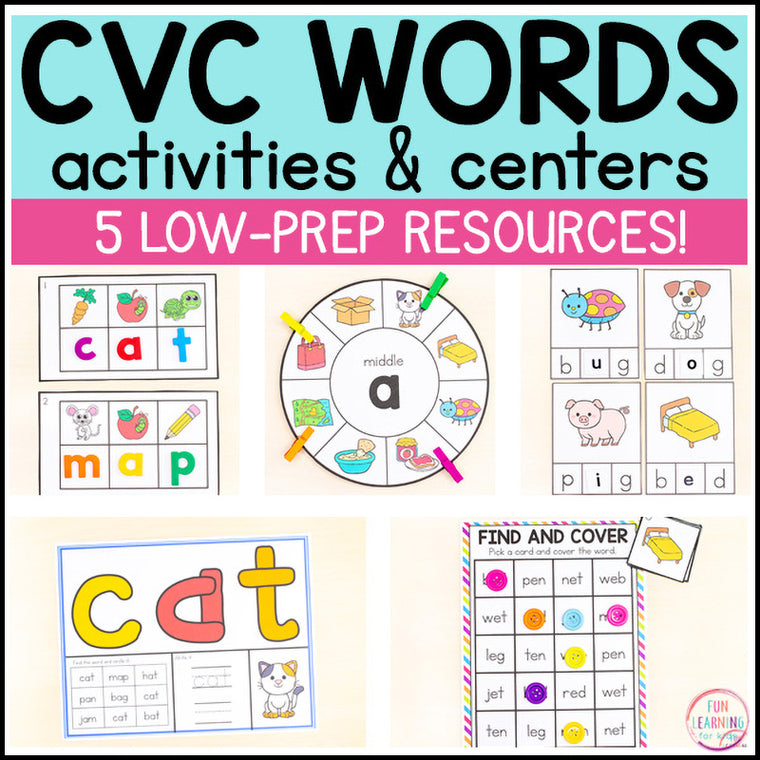CVC Words Activities and Centers – Fun Learning for Kids® Shop
