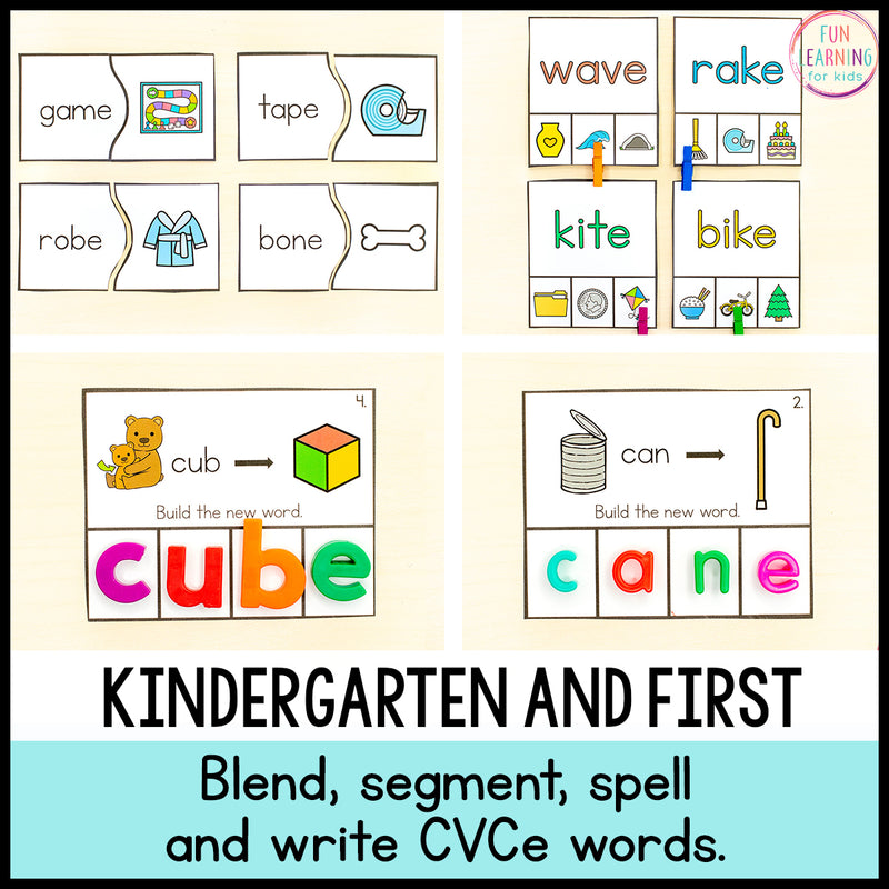 CVCe Words Activities & CVCe Centers | Reading CVCe Words, Magic E ...