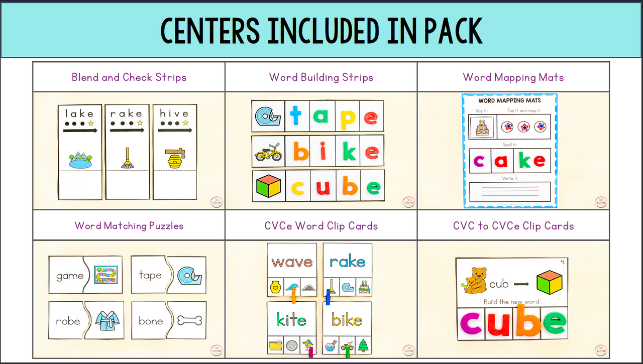 CVCe Words Activities & CVCe Centers | Reading CVCe Words, Magic E ...