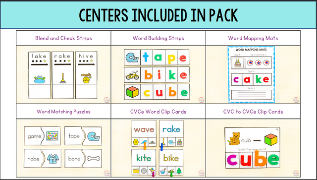 CVCe Words Activities & CVCe Centers | Reading CVCe Words, Magic E ...