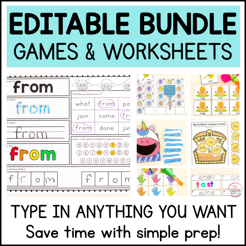 Editable Sight Word Games and Worksheets Bundle | Editable Word Work A ...