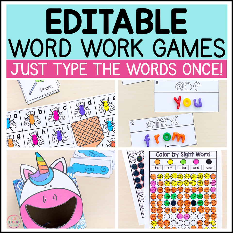 Editable Sight Word Games and Worksheets Bundle | Editable Word Work A ...