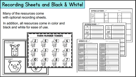 Farm Theme Math & Literacy Centers for Preschool, Pre-K & Kindergarten ...