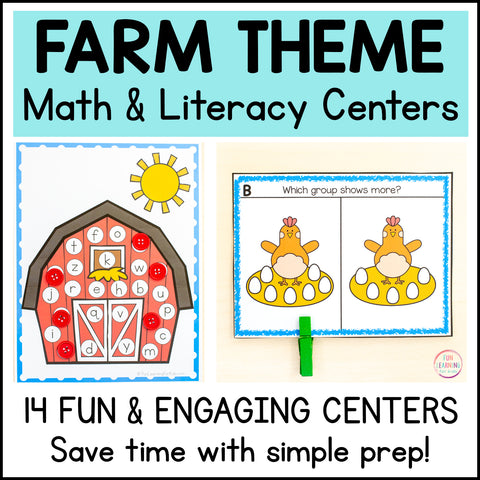 Farm Theme Math & Literacy Centers for Preschool, Pre-K & Kindergarten ...