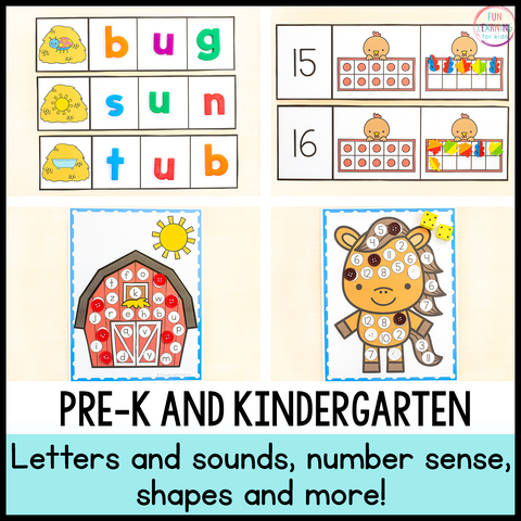 Farm Theme Math & Literacy Centers for Preschool, Pre-K & Kindergarten ...