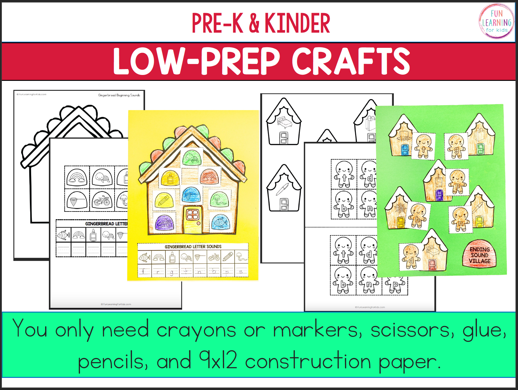Gingerbread Phonics Crafts - Letter Recognition, Letter Sounds, CVC Wo ...