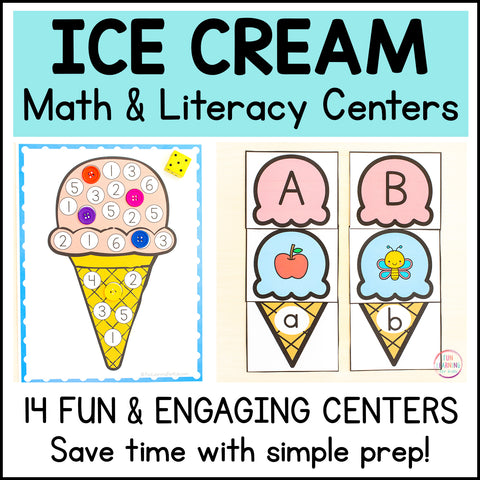 Ice Cream Theme Math & Literacy Centers for Preschool, Pre-K & Kinderg ...