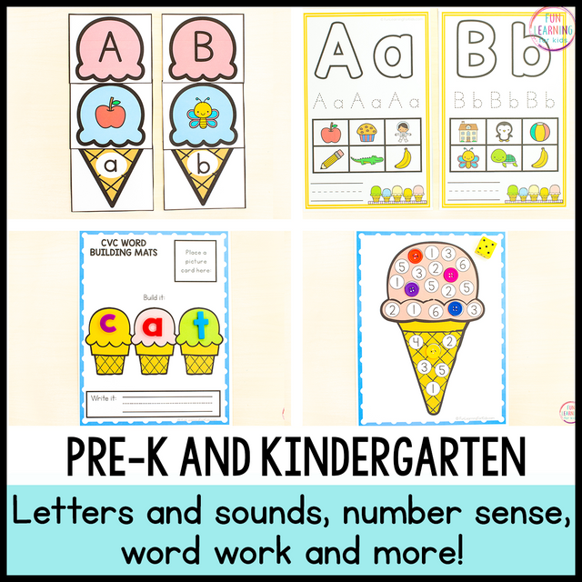 Ice Cream Theme Math & Literacy Centers for Preschool, Pre-K & Kinderg ...