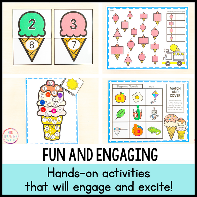 Ice Cream Theme Math & Literacy Centers for Preschool, Pre-K & Kinderg ...