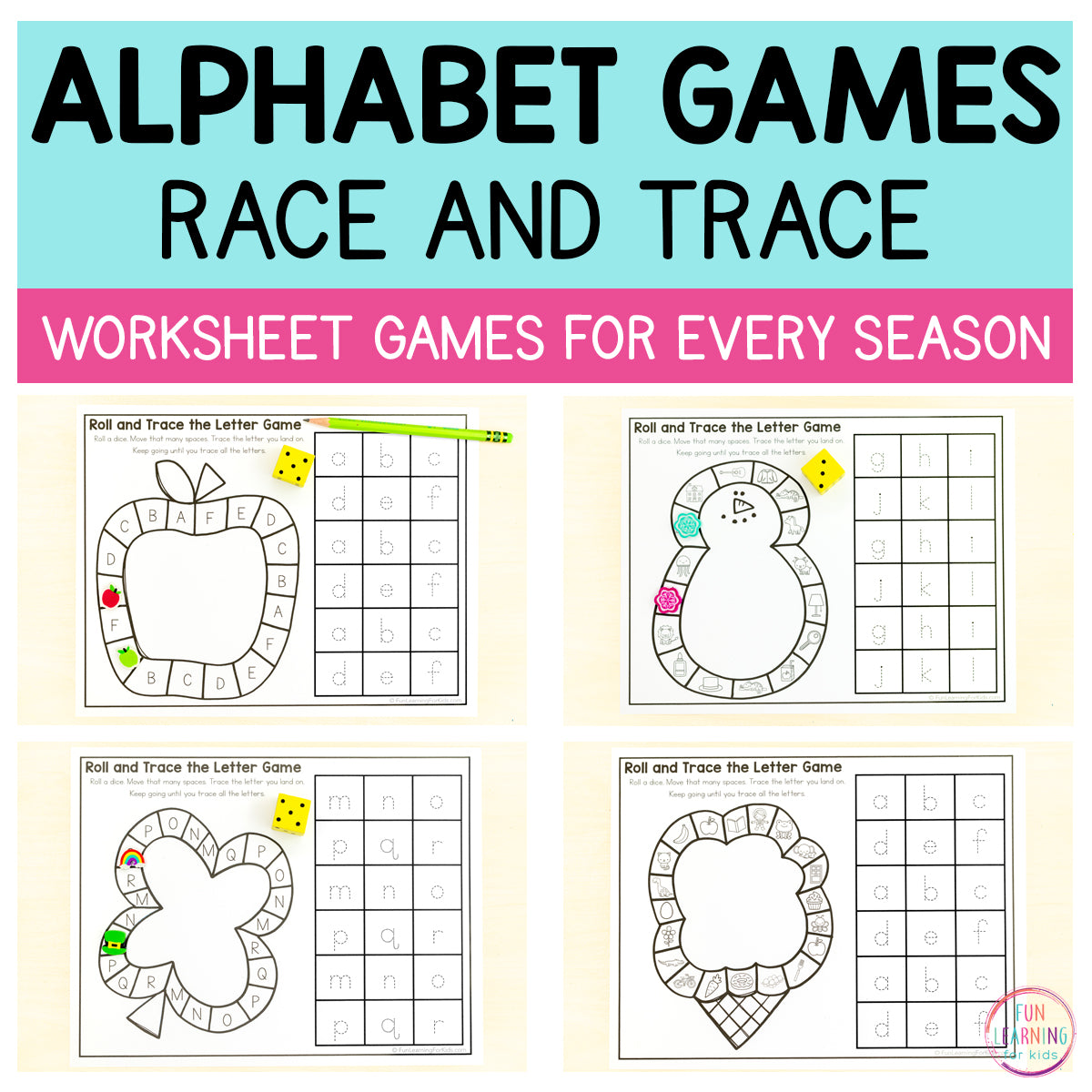 Alphabet Game Worksheets - No Prep Letter Recognition and Sounds Phoni ...