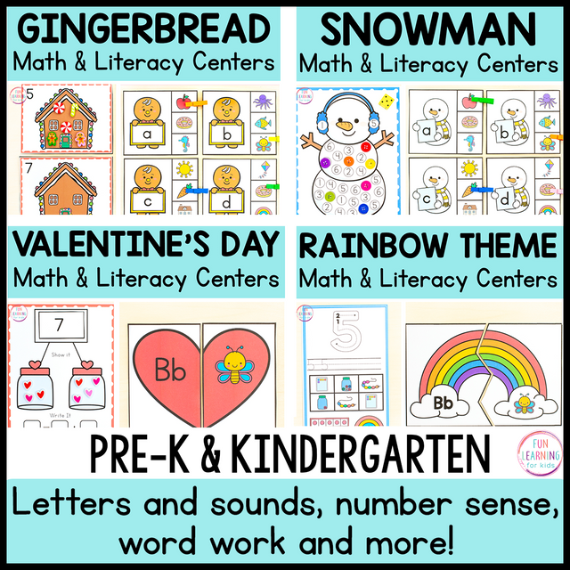 Theme Math and Literacy Centers Bundle for Pre-K & Kindergarten – Fun ...