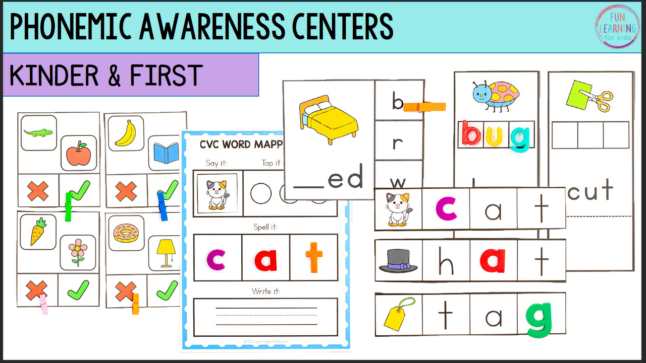 Phonemic Awareness Centers and Activities | Phonics Centers | SOR – Fun ...