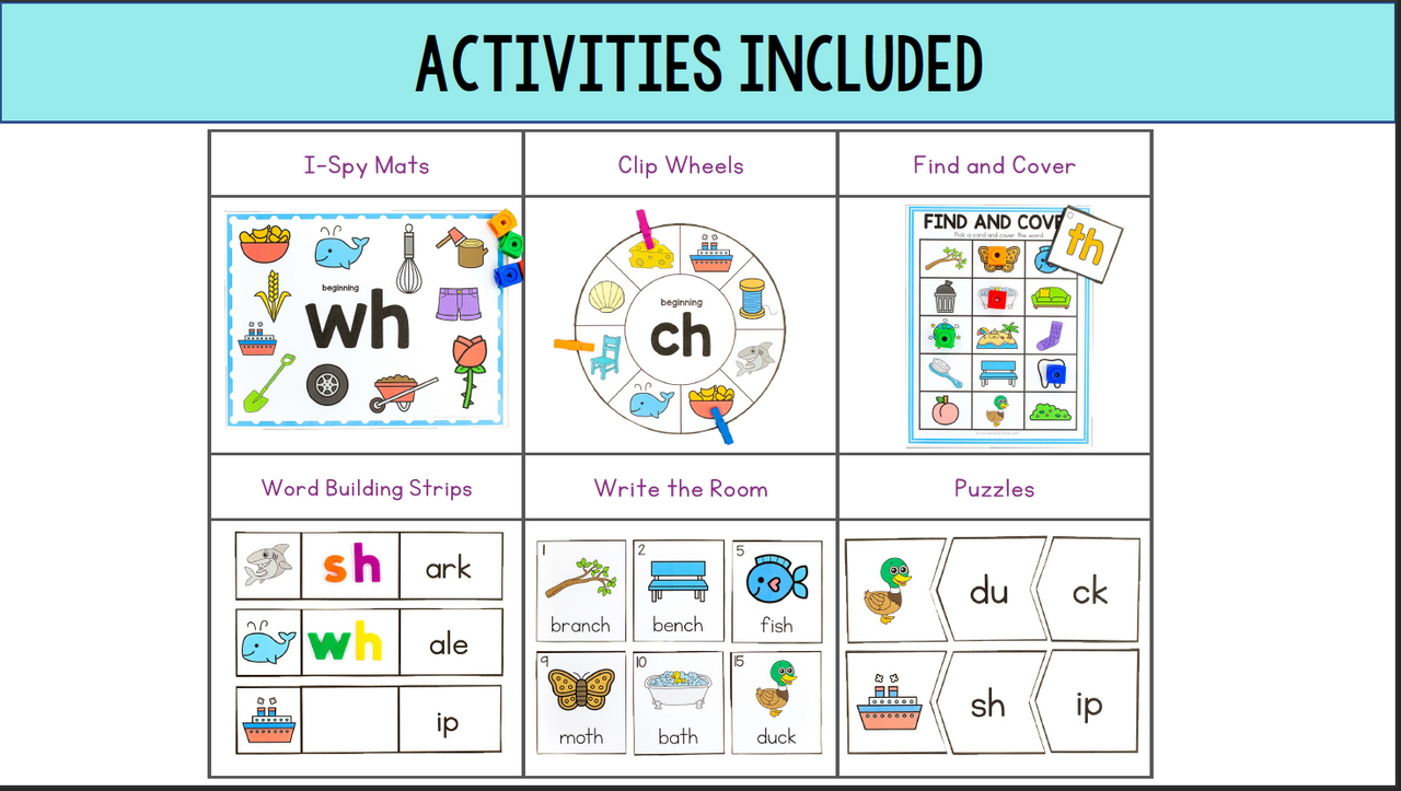 Digraphs Activities, Centers & Games | Digraph Phonics Activities – Fun ...