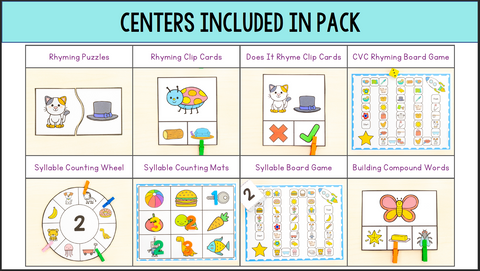 Phonological Awareness Centers and Activities - Science of Reading ...