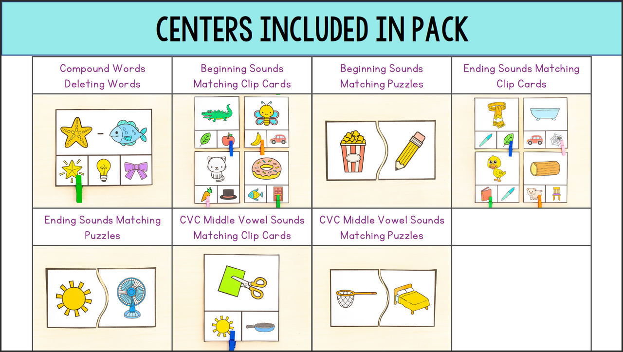 Phonological Awareness Centers and Activities - Science of Reading ...