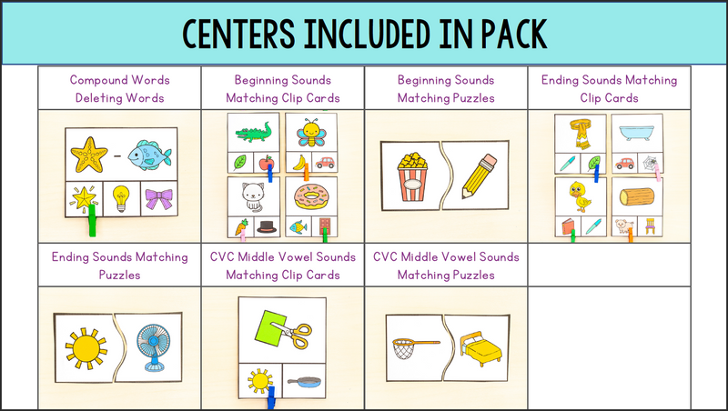 Phonological Awareness Centers and Activities - Science of Reading ...