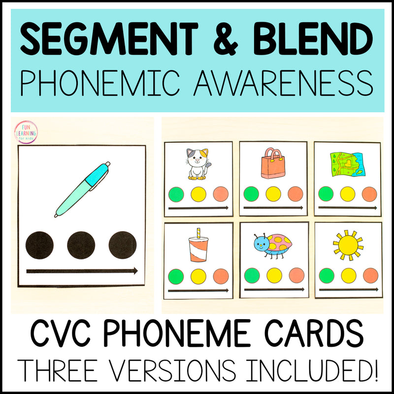 Segmenting and Blending Sounds CVC Cards for Phonemic Awareness – Fun ...