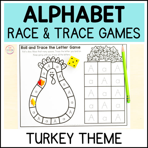 Turkey Alphabet Board Game Worksheets - Letter Recognition & Letter Fo ...