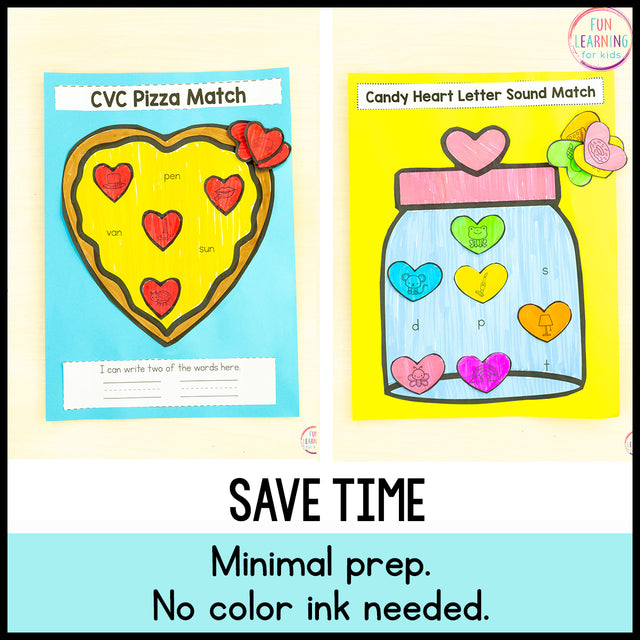 Valentine's Day Phonics Crafts - Letter Sounds, CVC, Digraphs, Blends ...