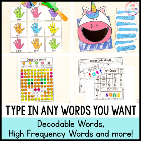 Editable Sight Word Games - Word Work Practice with Auto-fill - High F ...