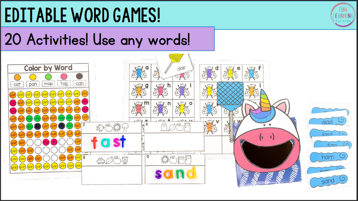 Editable Word Work Games | Decodable Words, Sight Words, High Frequenc ...