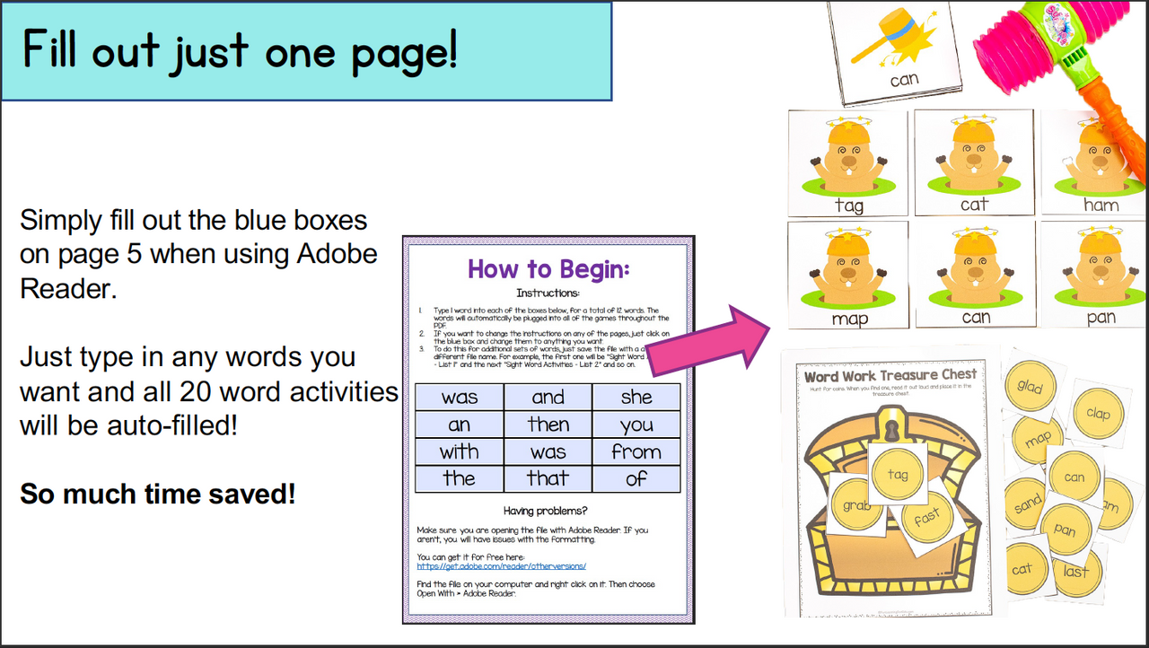 Editable Sight Word Games - Word Work Practice with Auto-fill - High F ...