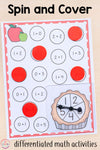 Differentiated Apple Spin and Cover Math and Literacy Activities – Fun ...