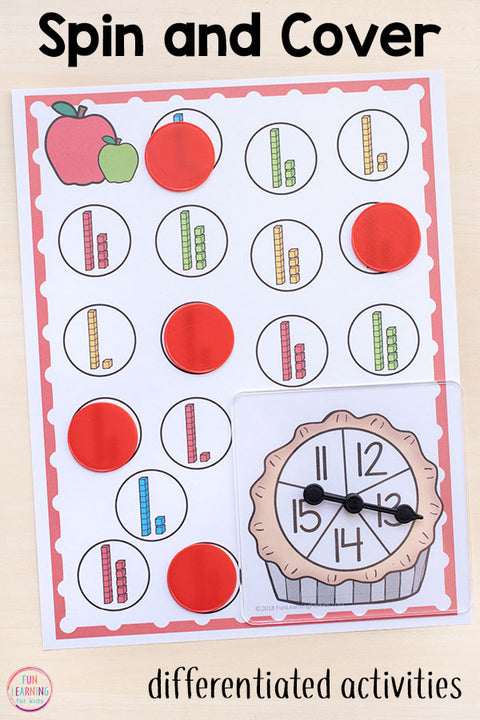 Differentiated Apple Spin and Cover Math Activities – Fun Learning for ...