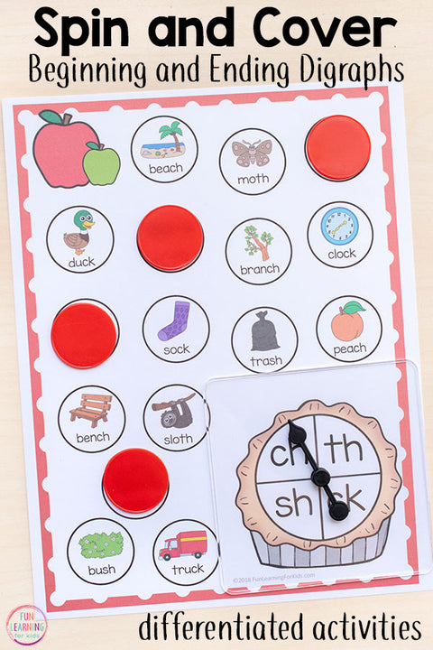 Differentiated Apple Spin and Cover Literacy Activities – Fun Learning ...