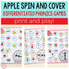 Differentiated Apple Spin and Cover Literacy Activities – Fun Learning ...