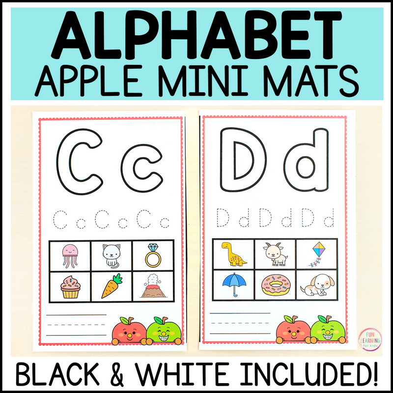 Apple Alphabet Mini Mats for Learning Letters, Letter Sounds & Letter ...