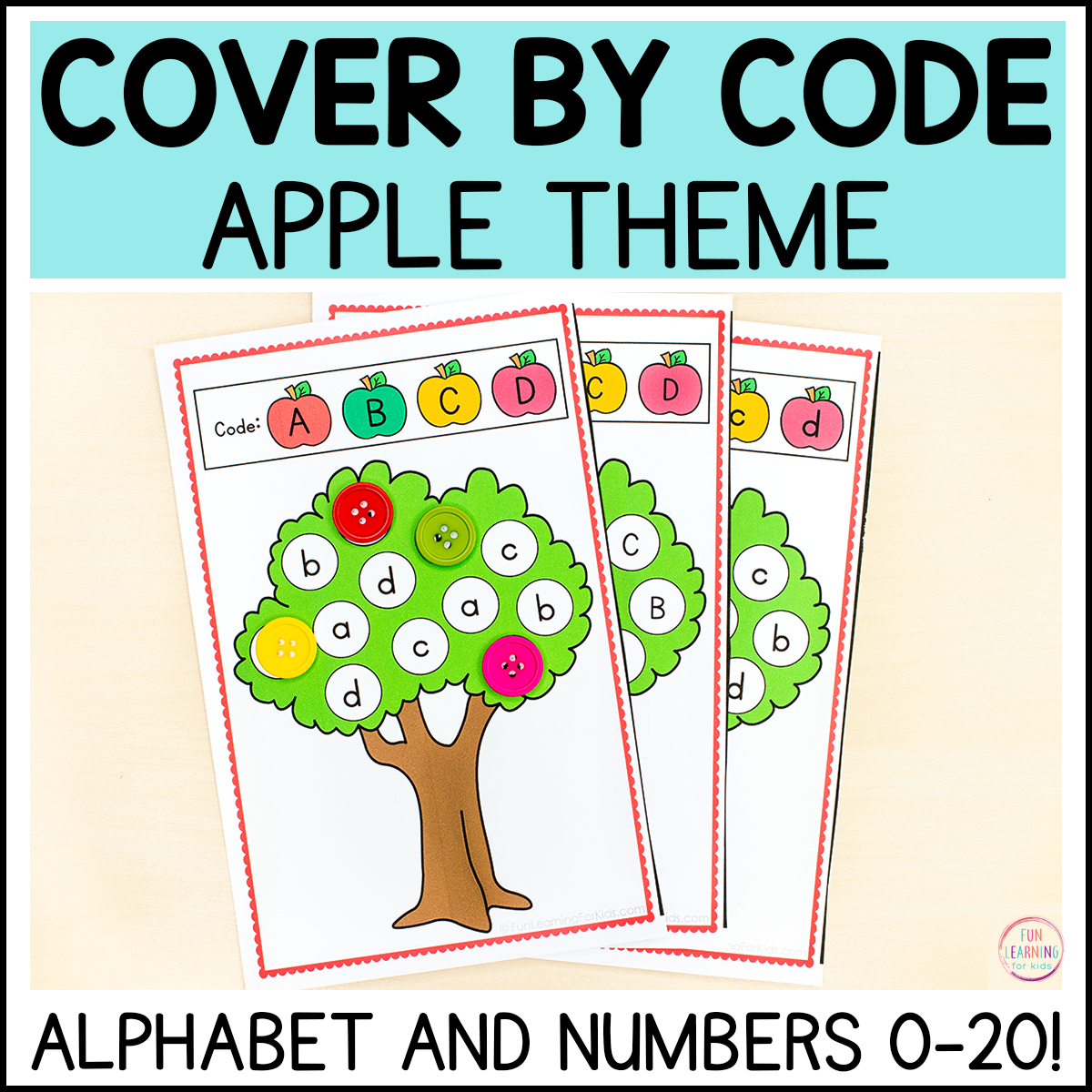 Apple Cover by Code Alphabet and Number Mats – Fun Learning for Kids® Shop